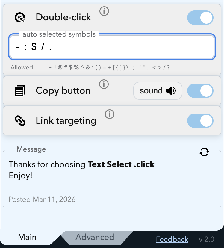 Text Select .click